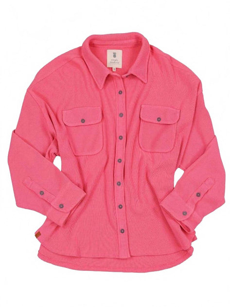 Simply Southern Waffle Knit Shacket In Pink | ShopSimon