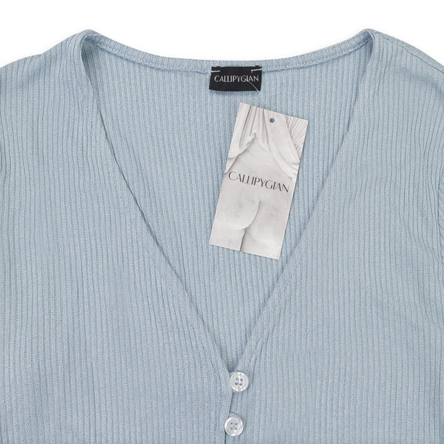 Callipygian Rib Sky Blue Cardigan | ShopSimon