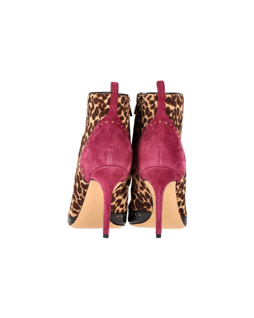 Salvatore Ferragamo Leopard-print Peep-toe Booties In Multicolor Calf ...