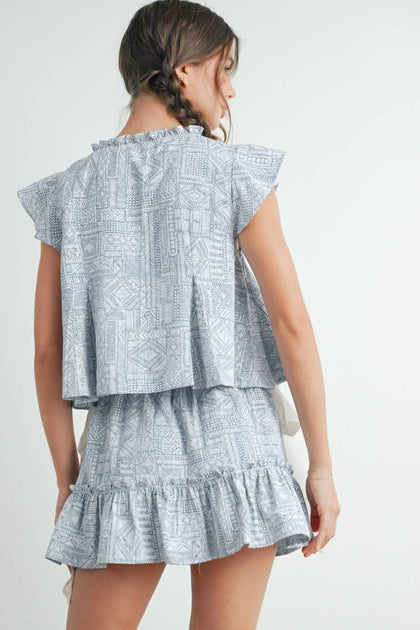 Buttermelon Boho Ruffle Set In Denim | ShopSimon