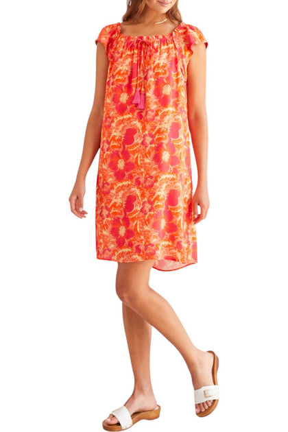 TRIBAL Lined Shortsleeve Dress In Raspberry | ShopSimon