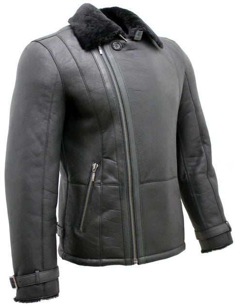 Infinity Leather Mens Double Breasted Sheepskin Leather Biker Jacket ...