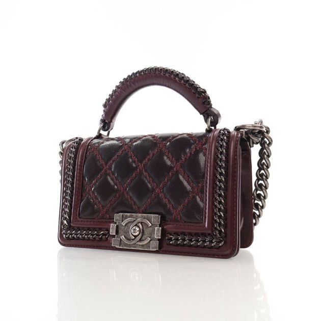 Chanel Top Handle Boy Bag Small Red Calfskin | ShopSimon