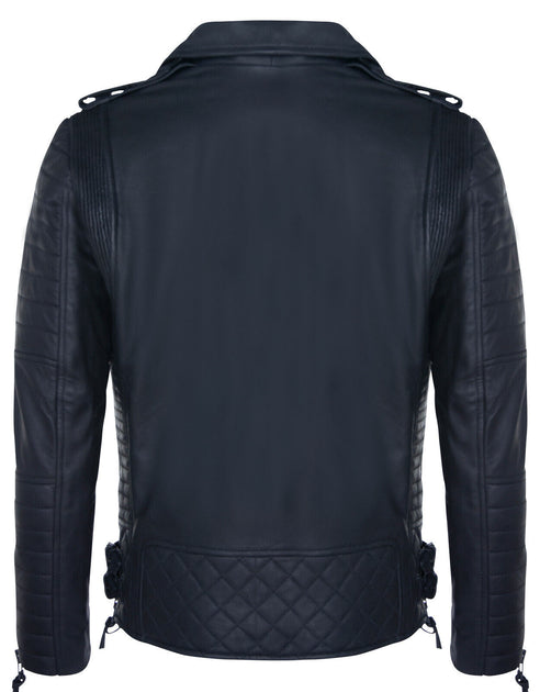 Infinity Leather Mens Leather Biker Quilted Brando Motorcycle Jacket ...