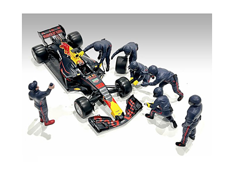 American Diorama Formula One F1 Pit Crew 7 Figure Set Team Blue Release ...