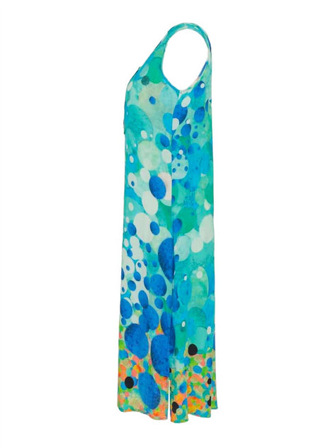 DOLCEZZA Big Angel Fish Mosaic Midi Dress In Blue | ShopSimon