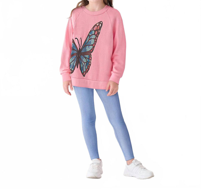 Hatley Butterfly Slouchy Pullover In Pink | ShopSimon