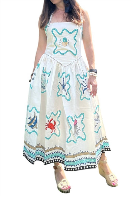 Mo Maya Namaste Sunshine Midi Dress In White | ShopSimon