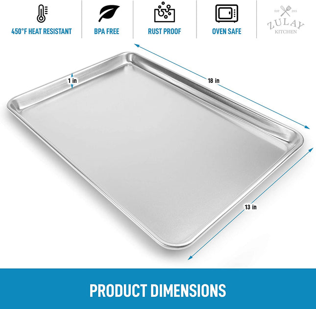 Zulay Kitchen Heavy Duty & Encapsulated Rim Half Sheet Aluminum Baking ...