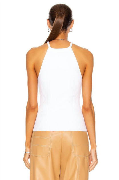 THE RANGE Braided Strap Halter Top In White | ShopSimon