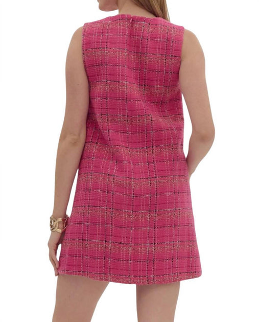 entro Holiday Tweed Dress In Hot Pink | ShopSimon