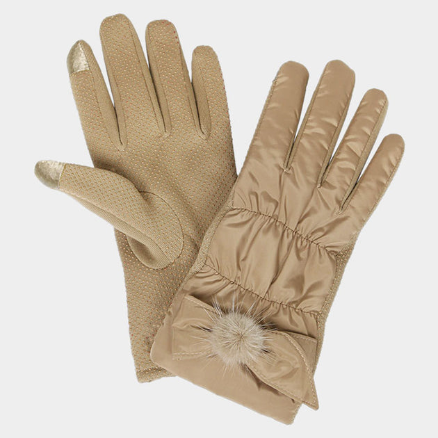 FASHNZFAB Ribbon Shirring Smart Touch Gloves | ShopSimon