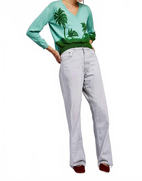 Purple Maroon Palm Tree Sweater In Green | ShopSimon