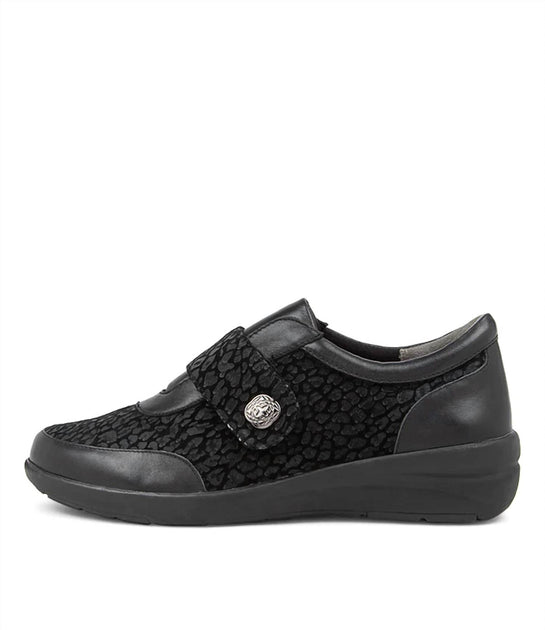 Ziera Women's Nicky Leather Sneakers In Black Leopard Multi | ShopSimon