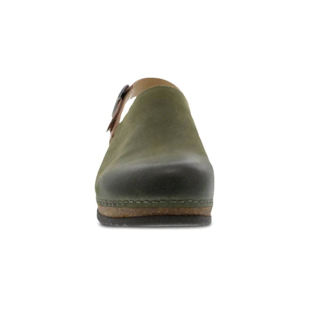 dansko Women's Merrin Clogs In Olive Burnished | ShopSimon