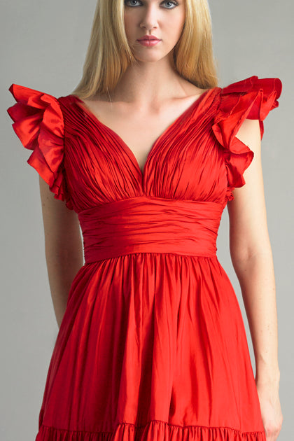 Basix Black Label Ruffle Shoulder Evening Dress | ShopSimon