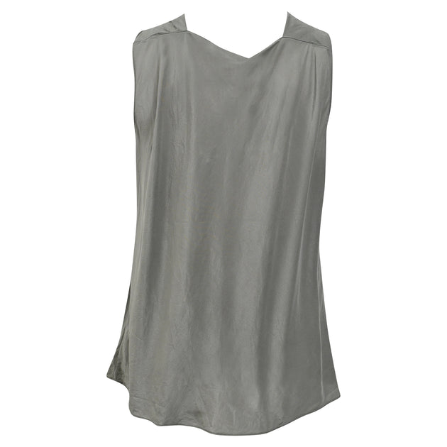 Theory Halter Top In Olive Silk | ShopSimon