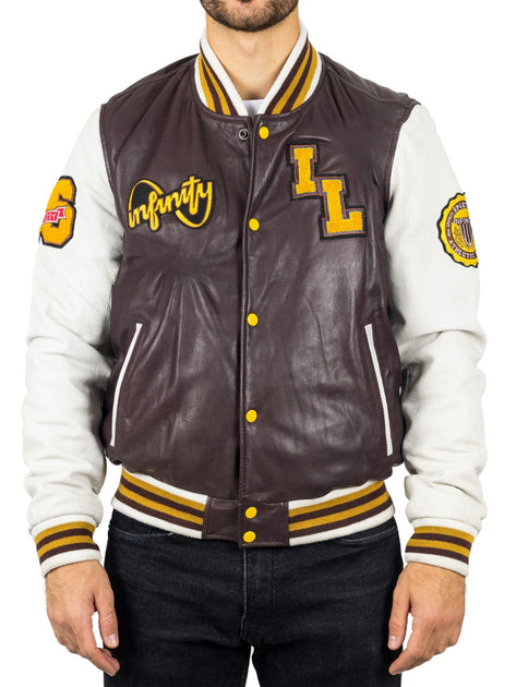 TruClothing Genuine Leather Bomber Jacket Baseball Letterman Coat ...
