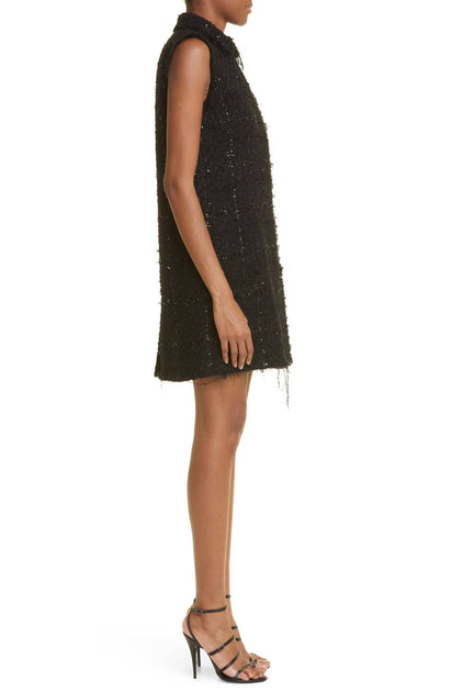 JASON WU Fringe Tweed Mini Dress In Black | ShopSimon