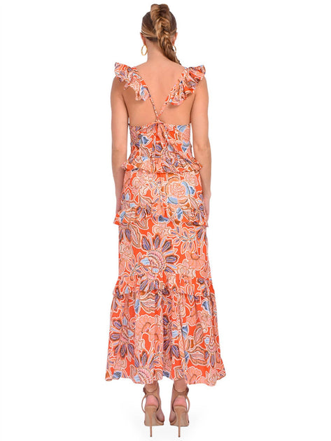 Misa Los Angeles Morrison Dress In Tangerine | ShopSimon