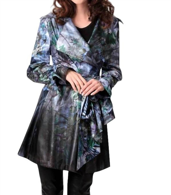ANGEL Verdant Trench Rain Jacket In Blue Multi | ShopSimon