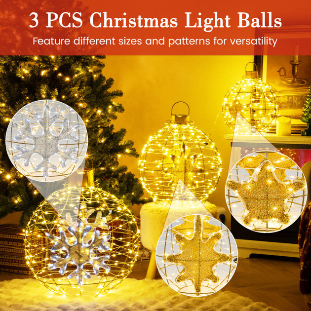 Hivvago 3 Pieces Pre-lit Lantern Balls With 732 Bright Led Lights And ...