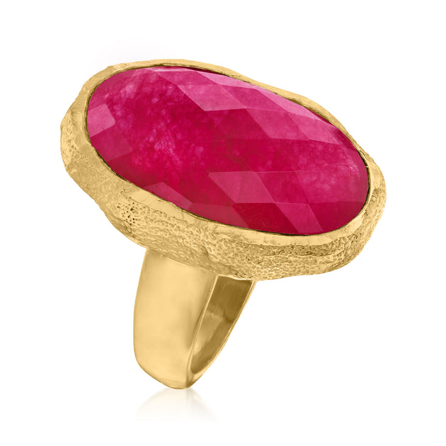 Ross-Simons Pink Quartz Ring In 18kt Gold Over Sterling | ShopSimon