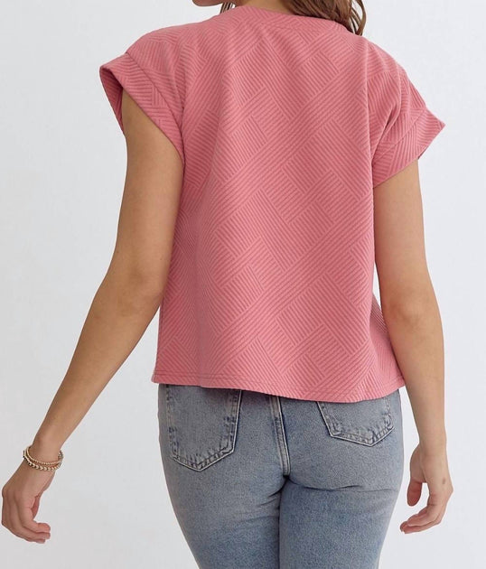 entro Textured Top In Coral Pink | ShopSimon