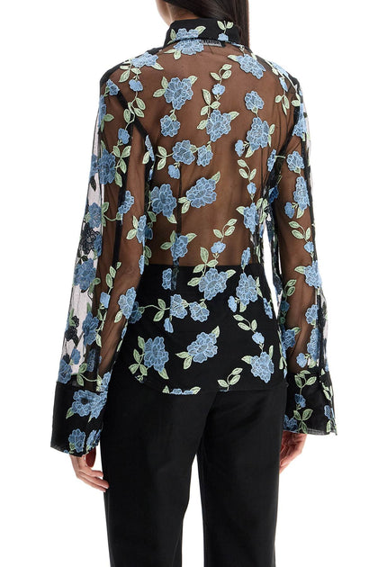 Rotate Women's Mesh Shirt With Floral Embroidery | ShopSimon