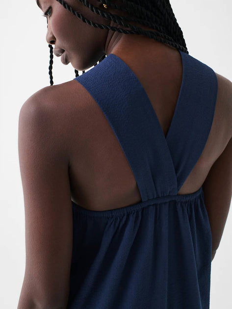 Faherty Bay Twist Seesucker Dress In Navy | ShopSimon