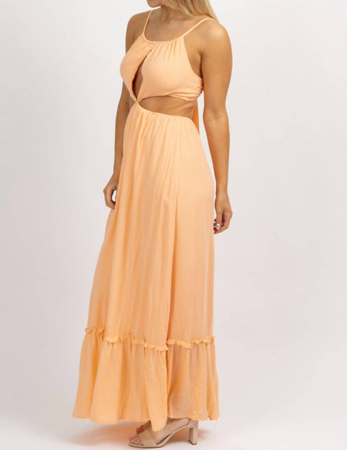 ENDLESS BLU. Sherbet Tie Back Maxi Dress In Orange | ShopSimon