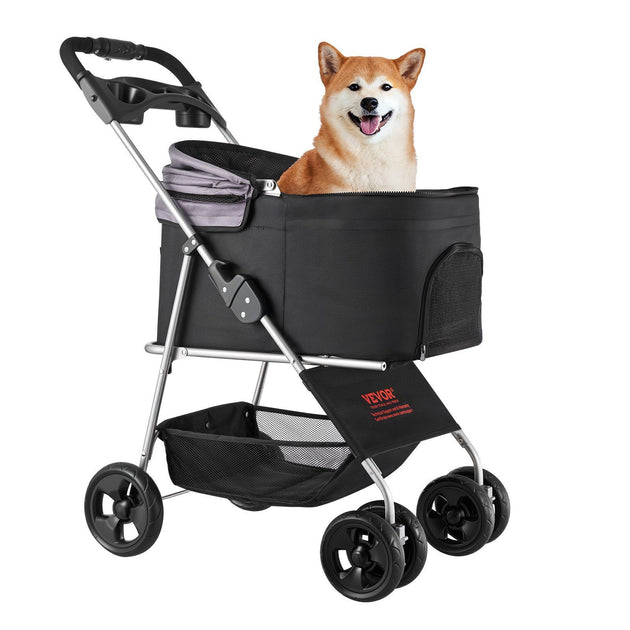 VEVOR Pet Stroller, 35 Lbs Weight Capacity, Foldable Dog Stroller Cart ...