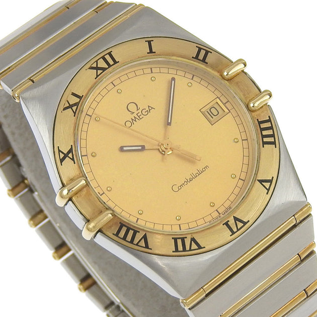 Omega Stainless Steel Yellow Wristwatch (pre-owned) | ShopSimon