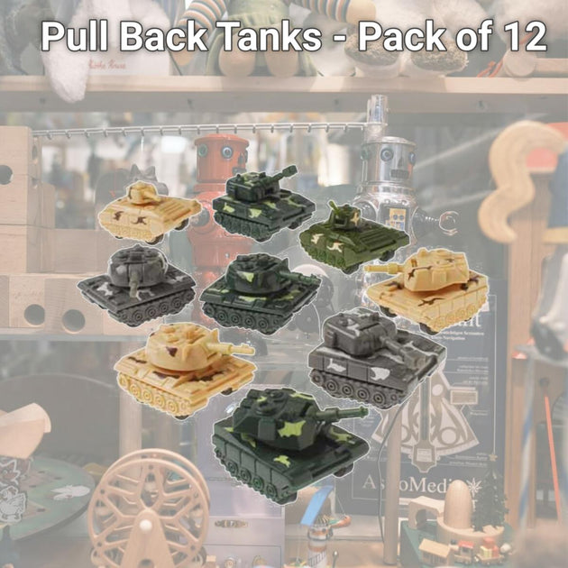US Toy Company Pull Back Tanks - Pack Of 12 | ShopSimon