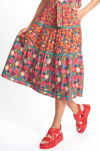 EMILY LOVELOCK Kathleen Multi Print Midi Sundress In Pink Multi | ShopSimon