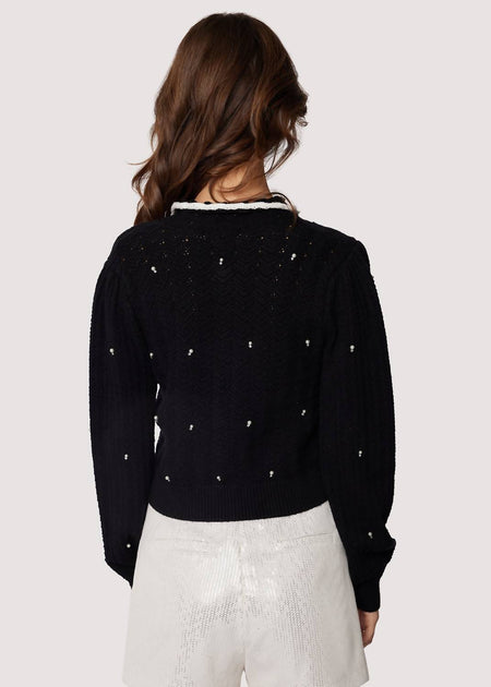 LOST + WANDER Perla Cardigan In Black | ShopSimon
