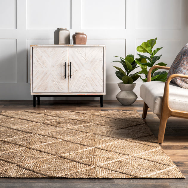 nuLOOM Mahalia Raised Diamond Jute Area Rug | ShopSimon