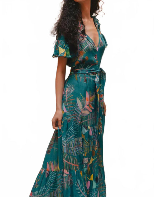 Soler Jacqueline Maxi Dress In Petit Palmera Teal | ShopSimon