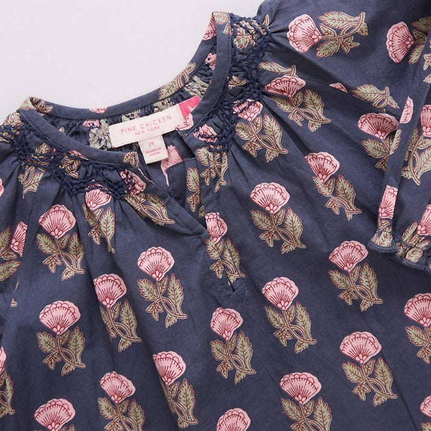 PINK CHICKEN Girls Ava Top In Navy Floral | ShopSimon