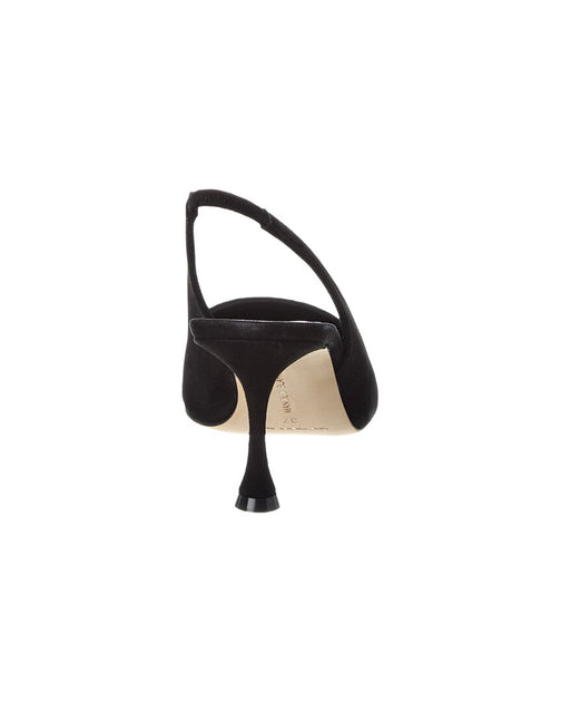 Manolo Blahnik Zaborus 70 Leather & Suede Slingback Pump | ShopSimon