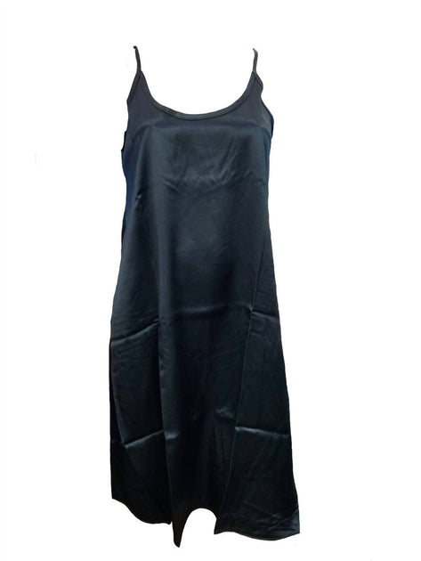 PJ Harlow Ruby Satin Knee Length Gown With Spaghetti Straps & Gathered ...