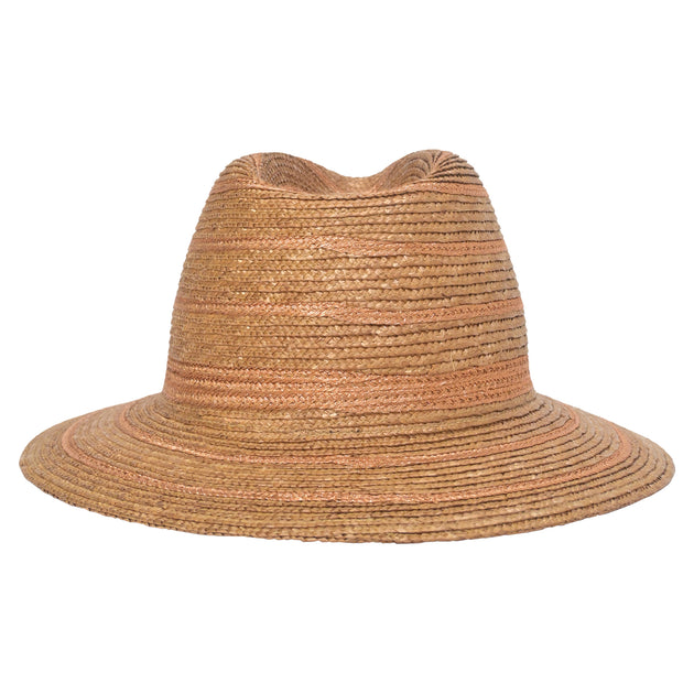 Maison Michel Logo Fedora Hat In Brown Straw | ShopSimon