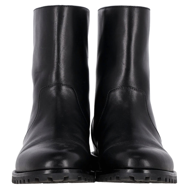 Manolo Blahnik Motosa Ankle Boots In Black Calf Leather | ShopSimon