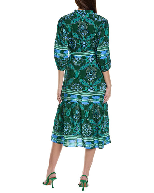 Garrie B 3/4-sleeve Border Print Midi Dress | ShopSimon