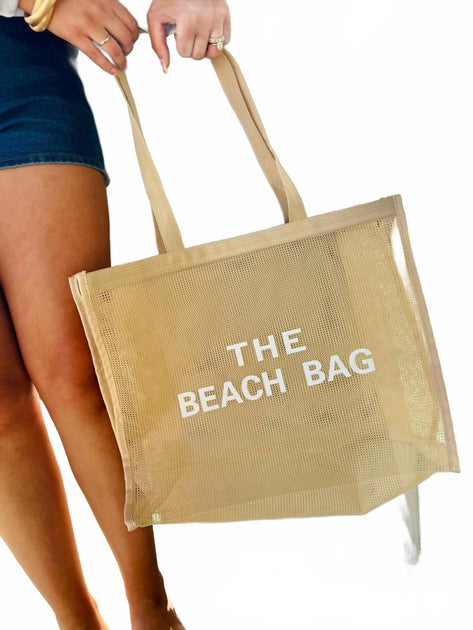 Judson & Company Women's Mesh Beach Tote Bag In Khaki | ShopSimon