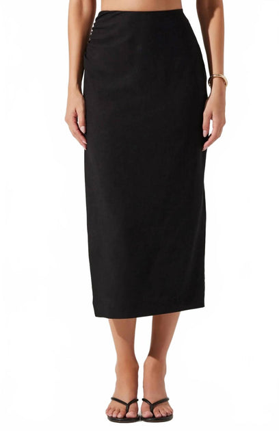 ASTR Asha Midi Skirt In Black | ShopSimon