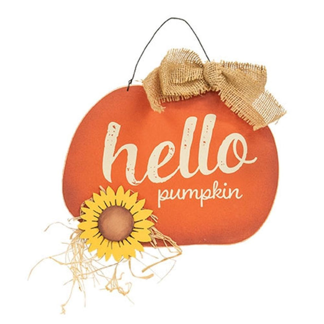 HomeGifo Hello Pumpkin Sign w/Sunflower | ShopSimon