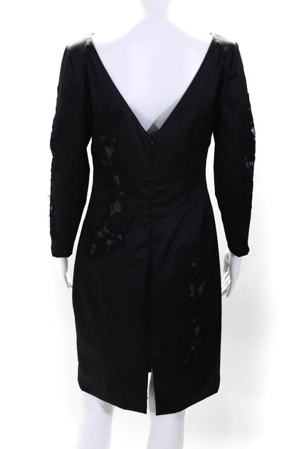 Rene Ruiz Womens V Back Cocktail Dress Navy Blue | ShopSimon