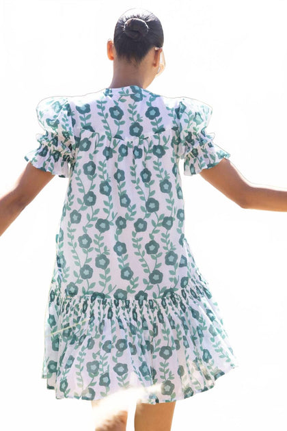 Oliphant Women's Smocked Drop Mini Dress In Toscana Green | ShopSimon