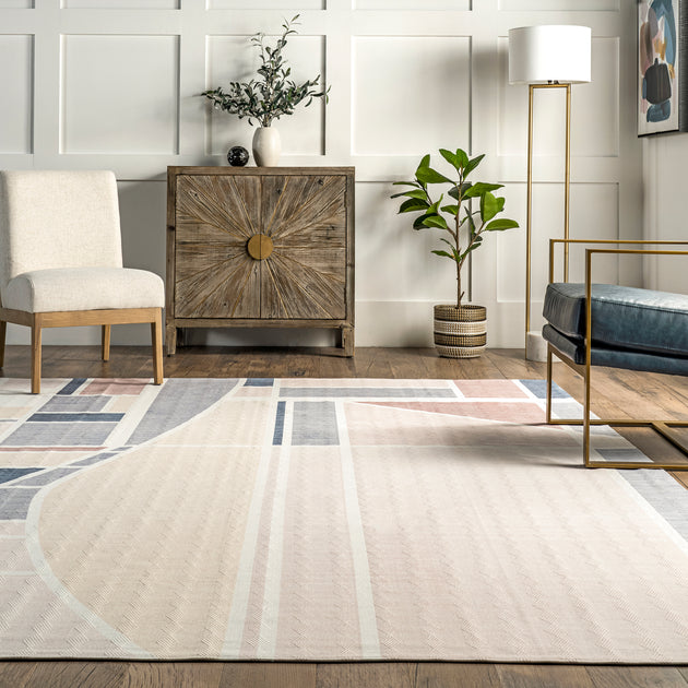 nuLOOM Dannie Modern Geometric Machine Washable Area Rug | ShopSimon